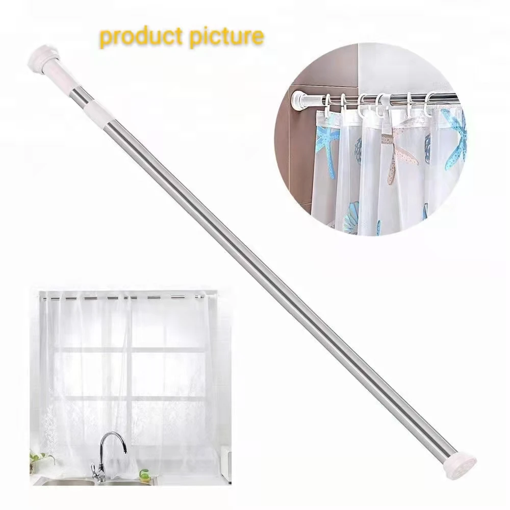Thin Tube Adjustable Rust-resistant Retractable Support Shower Curtain ...