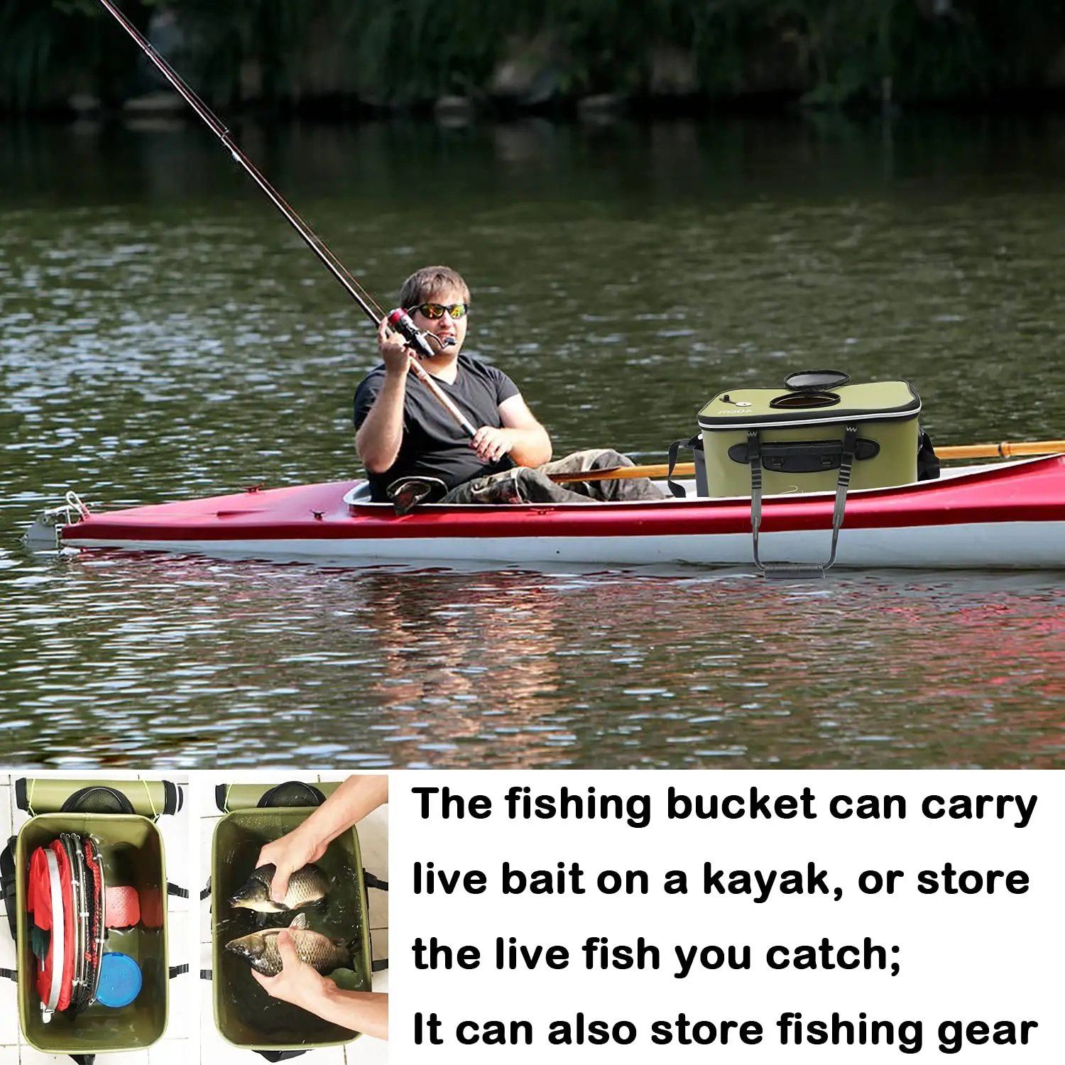 Collapsible Foldable Fish Bucket - Live Fish Container