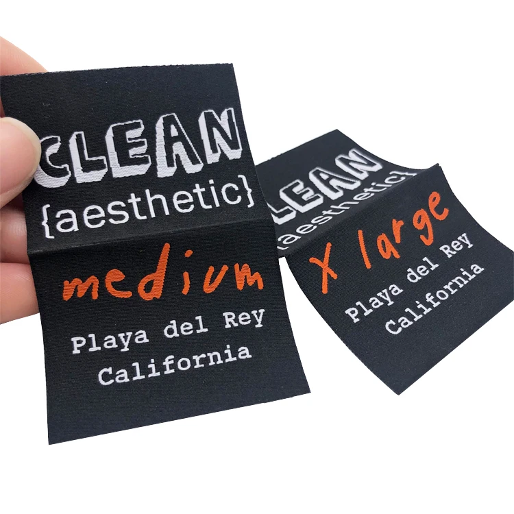 Custom Logo Neck Size Woven Labels - Sustainable & Versatile