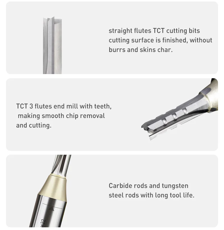 Arden TCT Straight Router Bit - 3 Flute CNC Woodworking Tools for ...