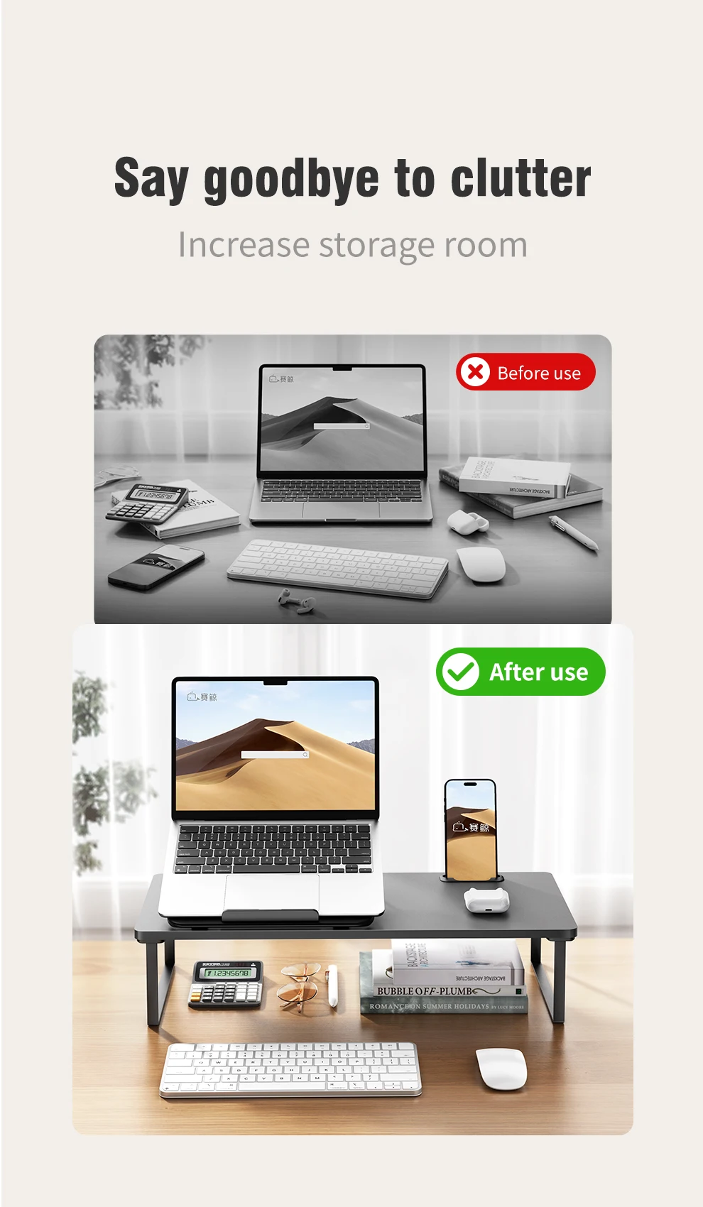 Factory Oem Ergonomic Office Adjustable Monitor Stand Riser With Phone ...