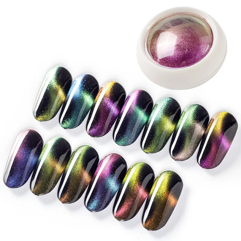 New Cat Eye Chrome Nail Powder 5d Chameleon Mirror Effect Nail Powder ...