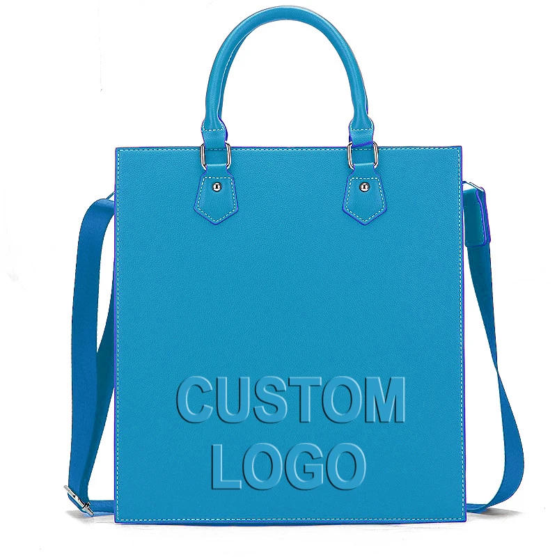 Custom All Over Logo Vegan Leather Square Crossbody Bag Women Handbags ...