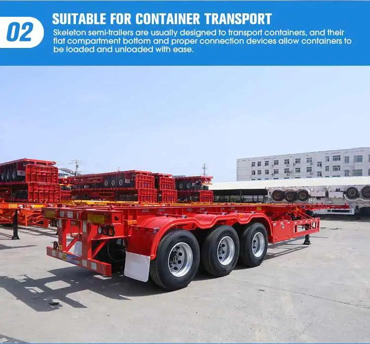 20ft 40ft Platform Trailer 45ft Skeleton Container Semi Trailer