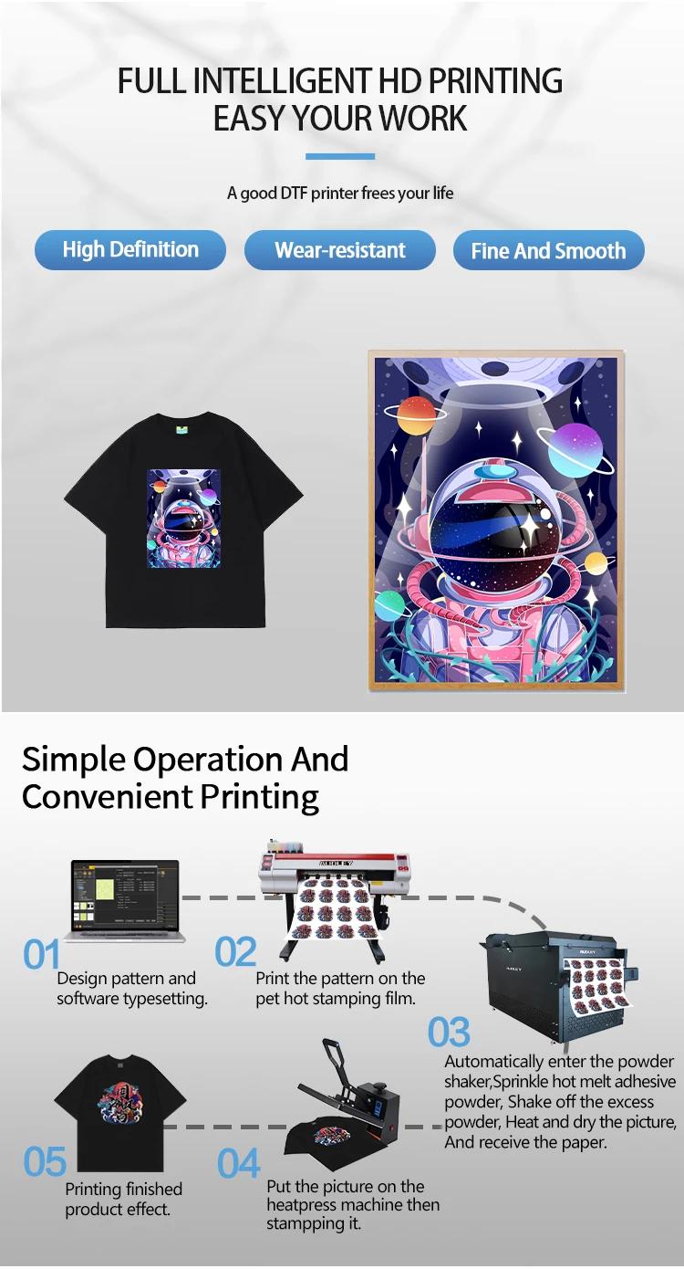 Digital Pigment 60cm 24'' Audley Dtf Printer I3200 Head Printing ...