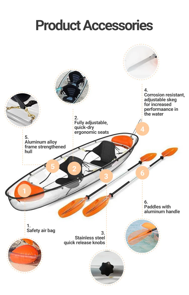 2 Person Kayak Transparent Polycarbonate Hand Rowing Unsinkable Ship ...