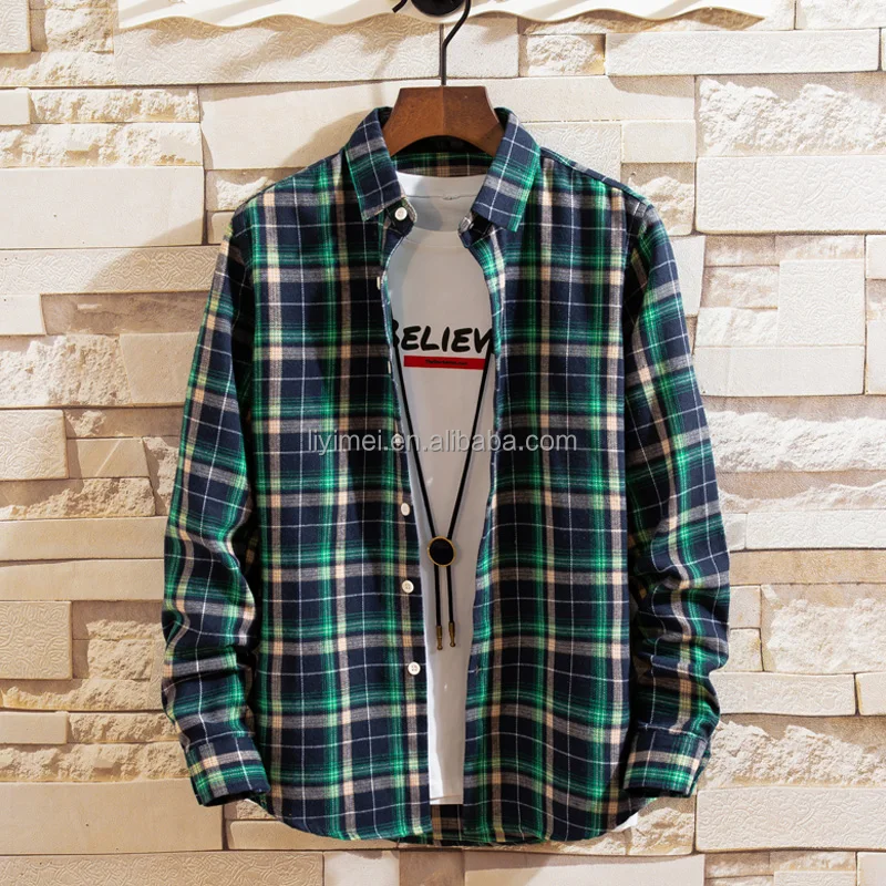 Factory Wholesale Comfortable Plaid 100% Cotton Long Sleeve Casual Wool ...