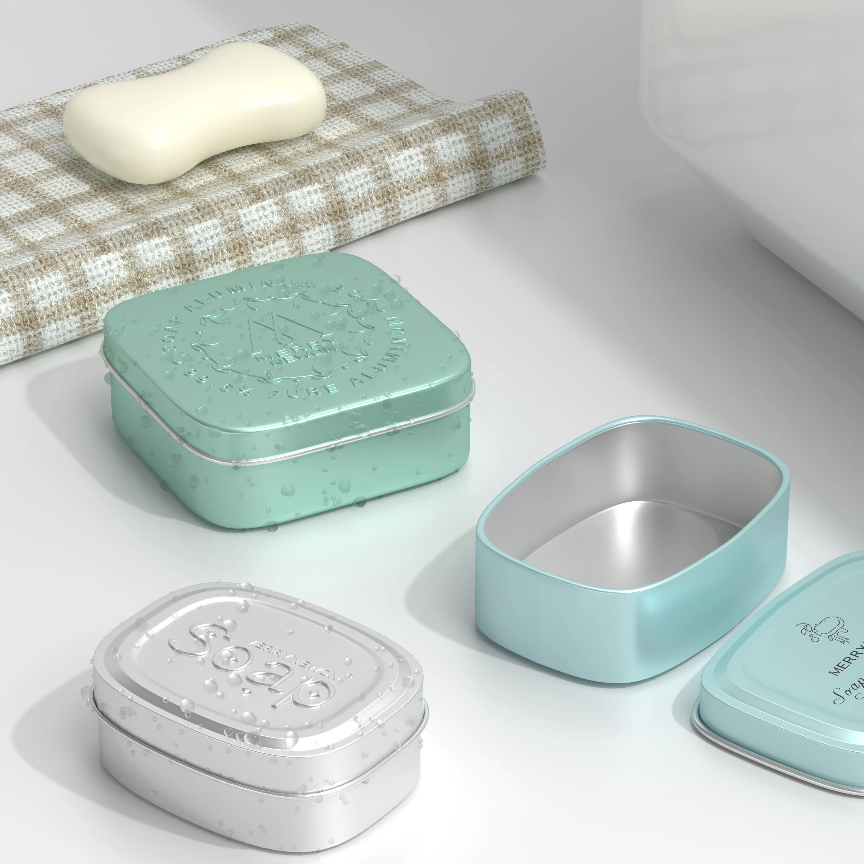 Square Aluminium Empty Soap Box Soap Cosmetic Container Metal Tin Box ...