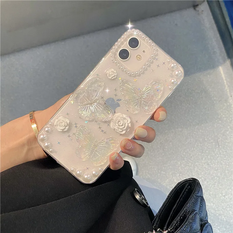 Luxury Transparent Star Soft Clear Cute Glitter Butterfly Cover Phone Case For Iphone 15 Pro Max ...