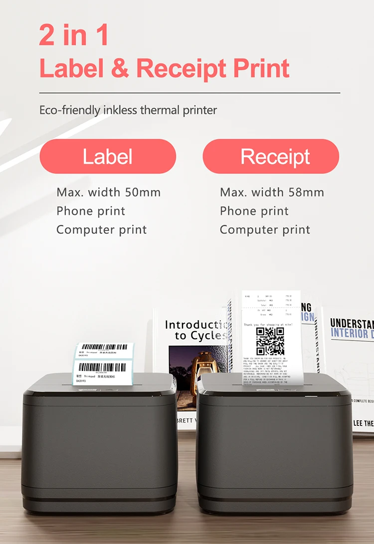 Zywell New Launched Mini Receipt Printers Z5801 Desktop Inkless 58mm ...