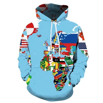Ecowalson World Map Hoodie Men Funny Sweatshirt Graffiti 3d Hoodies ...