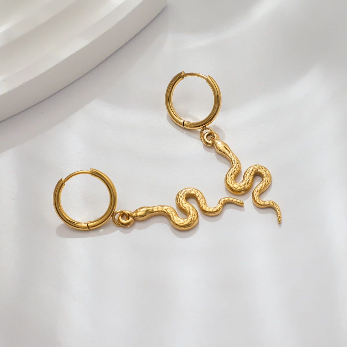 Fashion Stainless Steel Snake Drop Earrings for Women Statement Jewelry ...