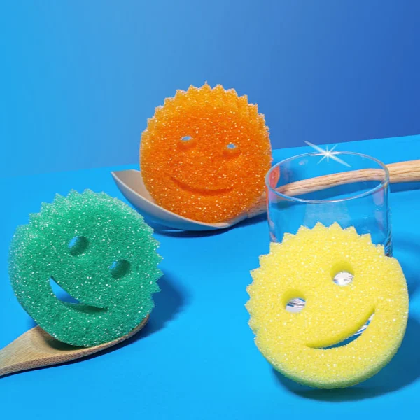 Kitchen Scrub Happy Face Sponge Scourer Smile Yellow Daddy Mommy ...