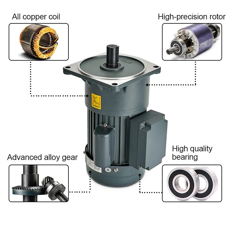 Ac Horizontal Gear Motor 750w Single Phase 220v Ratio 3-200 - Buy ...