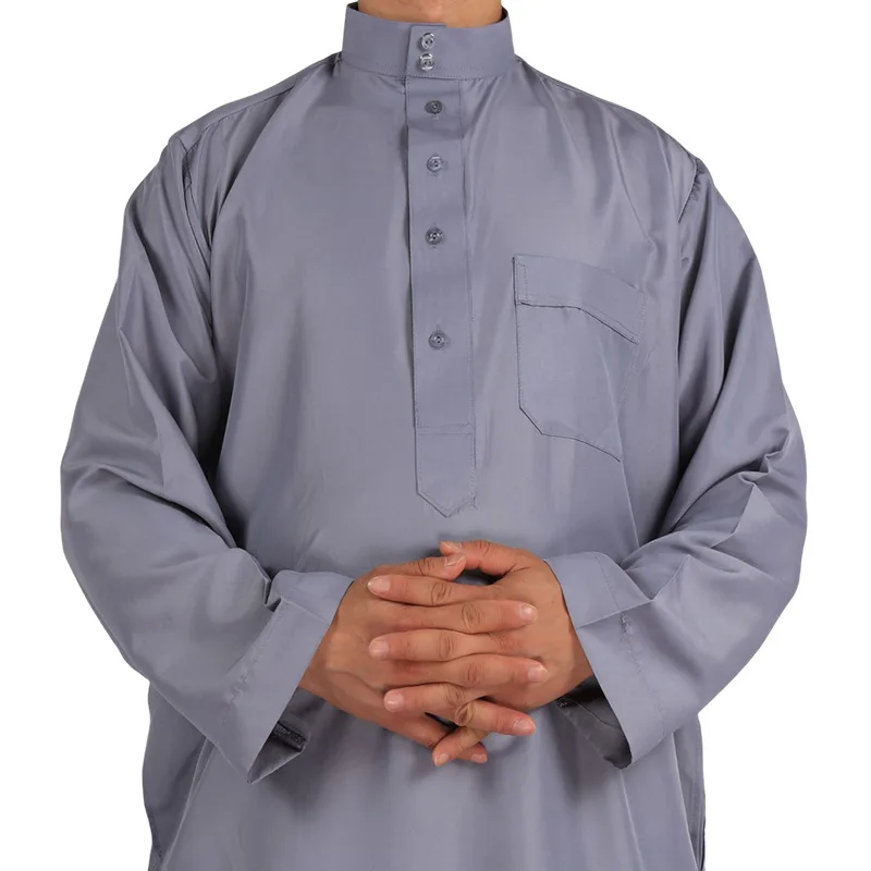 Arab Men Daffah Thobes Islamic Clothing Solid Color Kaftan Jubbah Men's ...