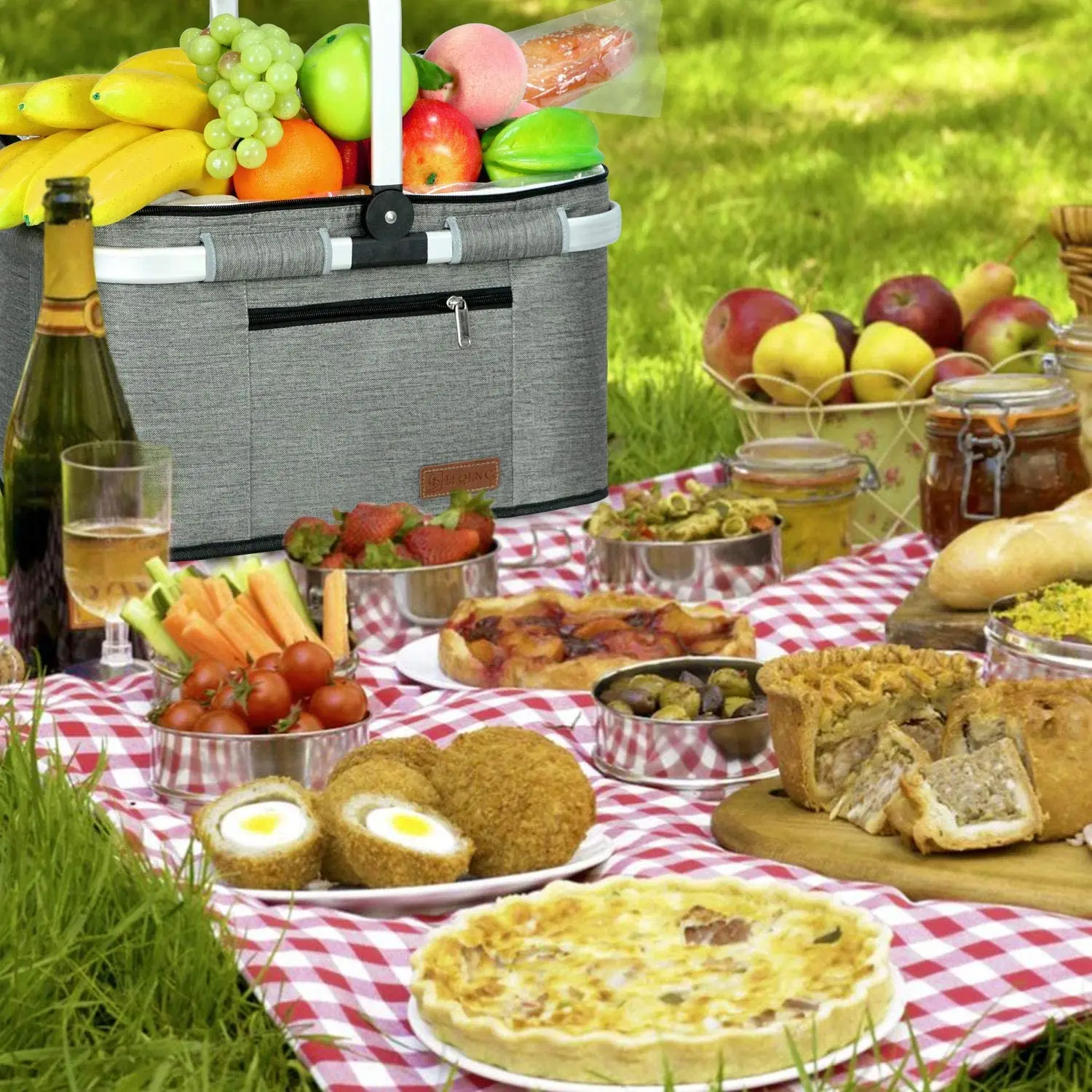 Foldable Picnic Basket - Waterproof & Insulated Lunch Bags