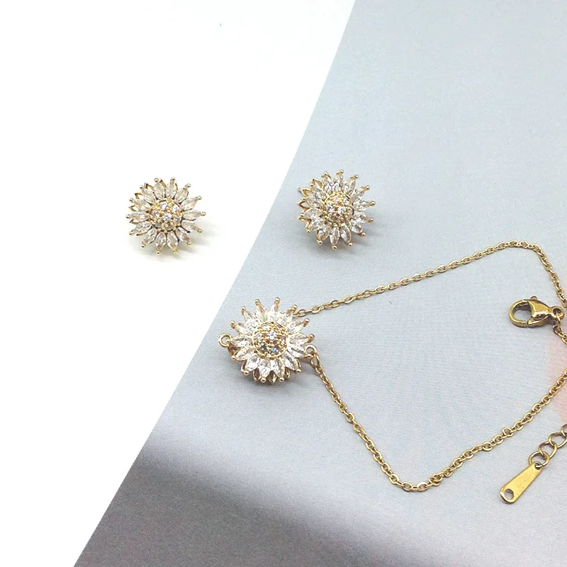 Rotating Necklaces Rings DIY Jewelry Sets Titanium Steel Zircon