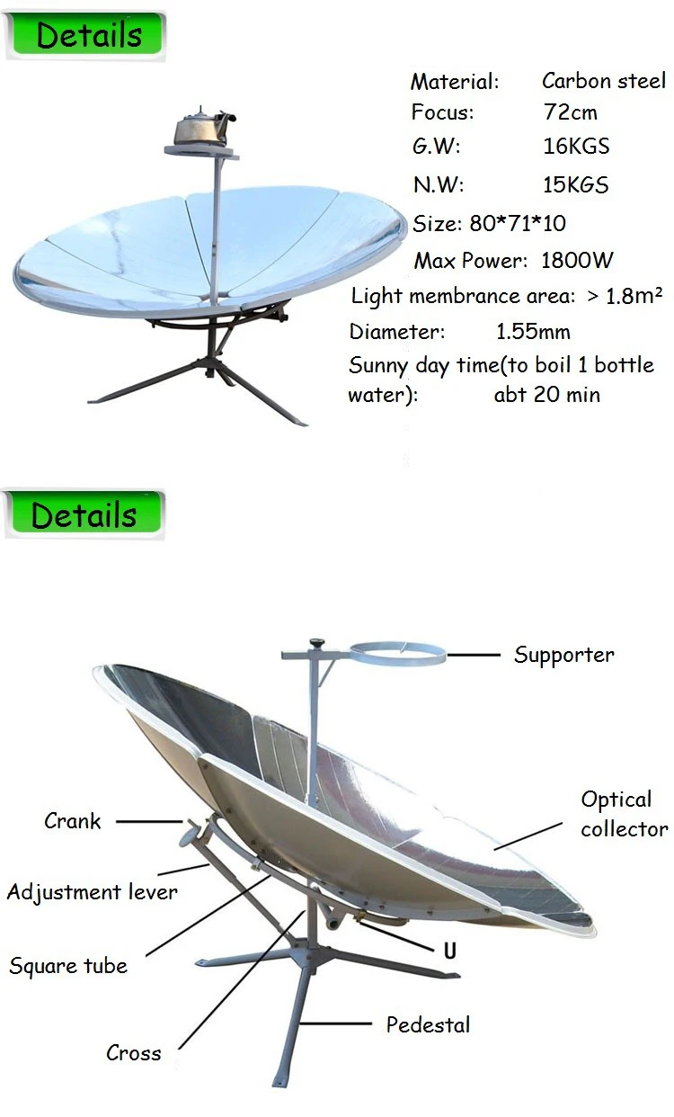 Portable Parabolic Rice Solar Power Stove Oven Solar Cooker for Home
