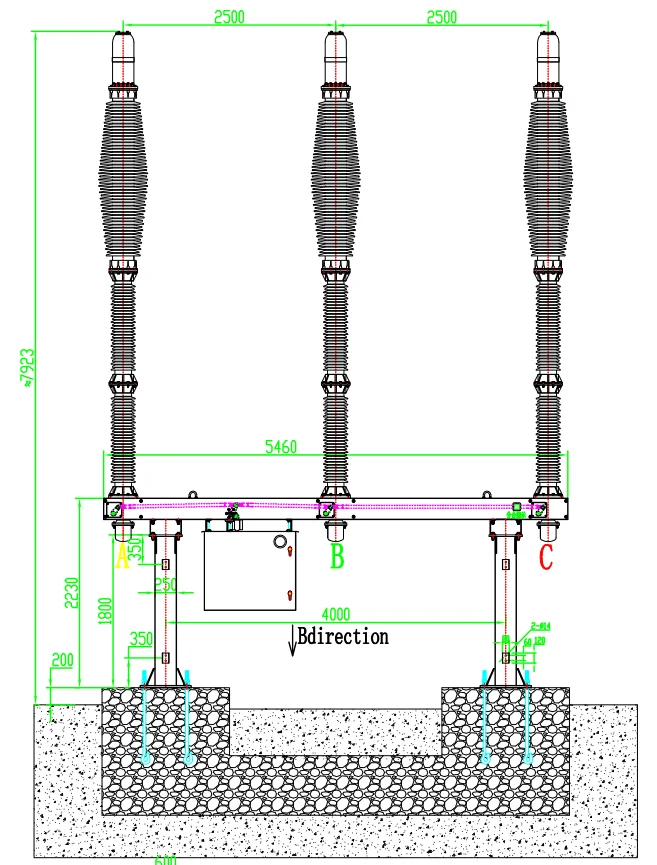 220kv 245kv 3150a 3 Phase 3 Pole Live Tank Sf6 Gas Insulated Automatic ...