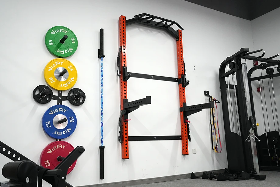 VIGFIT Wall Mounted Folding Power Squat Rack - Comprehensive Fitness
