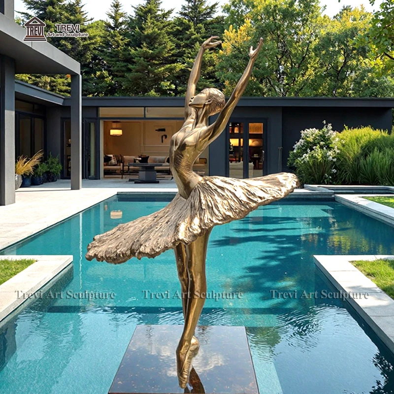 Garden Life Size Metal Dancing Lady Statue - Bronze Ballerina