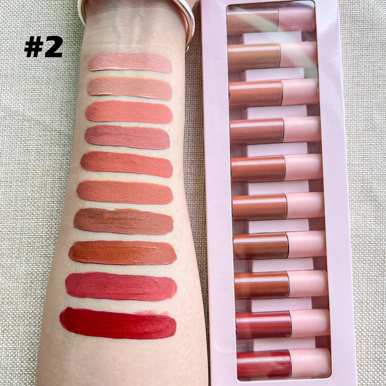 10pcs Mini Lip Gloss Set Long Wearing High Shine Lip Gloss Kit Waterproof Nude Matte Lipstick