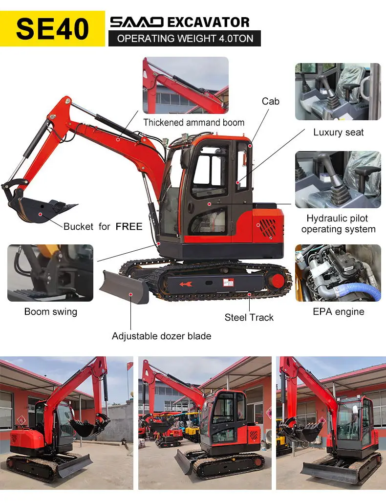 SAAO Mini Excavators with Kubota Engine - CE/EPA/EURO 5 Compact Digger ...