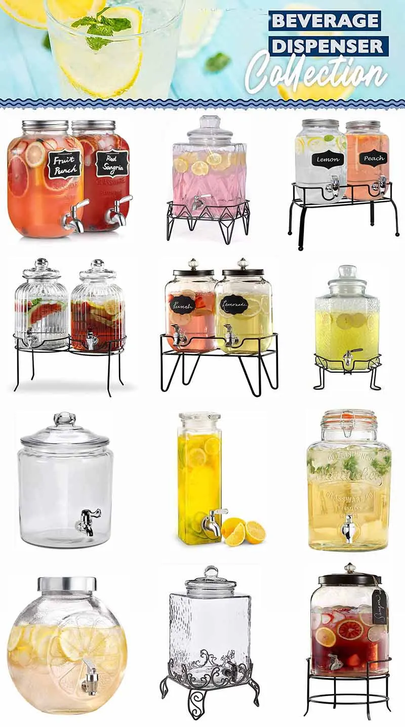 5 Liter Glass Huge Mason Jar with Tap Glass Beverage Drinking Dispenser ...