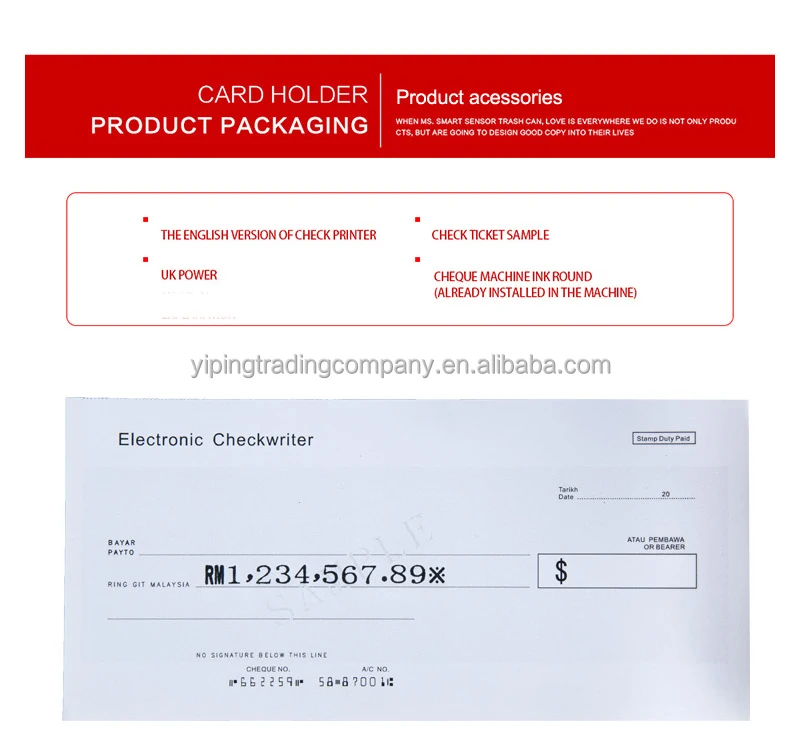 DY330 Electronic Check Writer & Business Check Printer - Customized OEM
