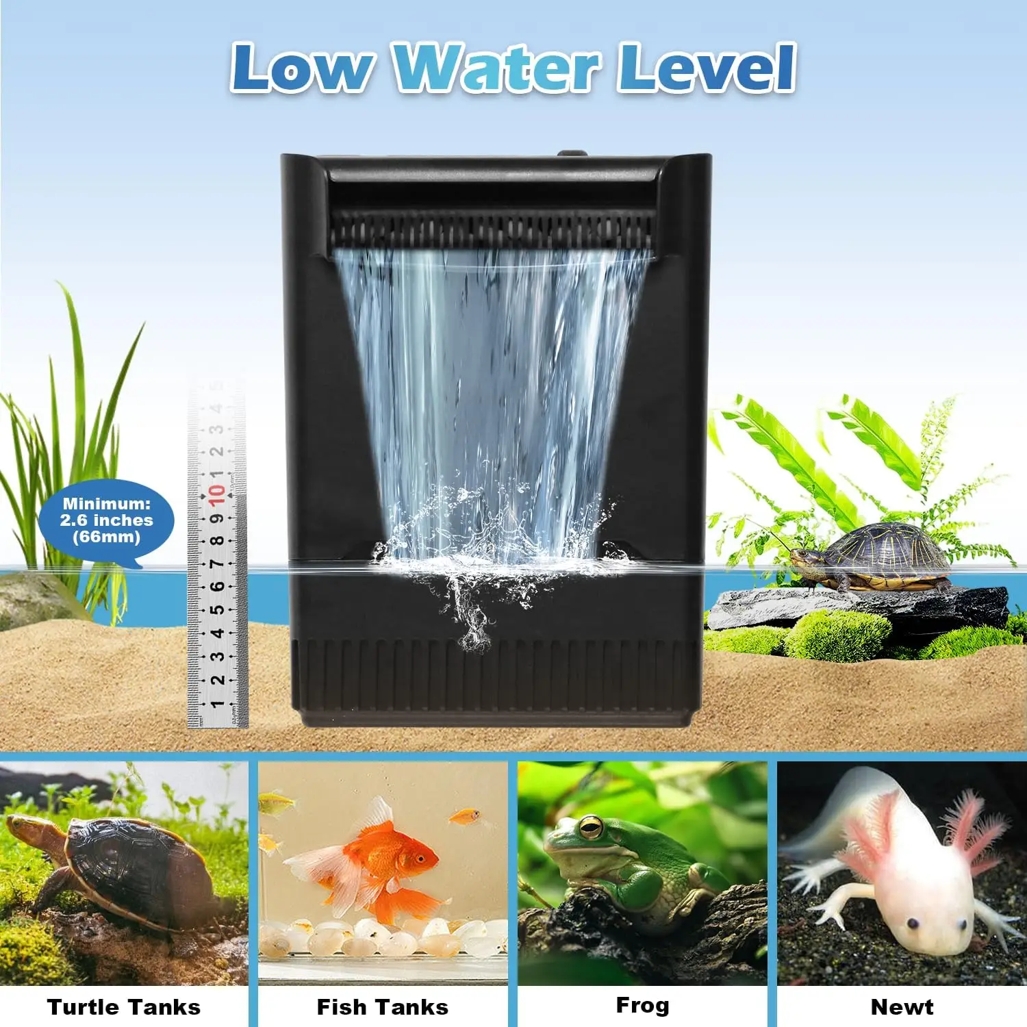 Waterfall Bio-Filtration Low Water Level for Freshwater Saltwater Fish ...