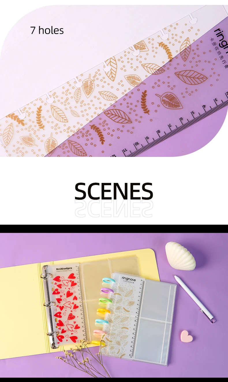 Custom Transparent Plastic Pp A4 B5 A5 Elastic Ruler Loose Leaf Spiral ...