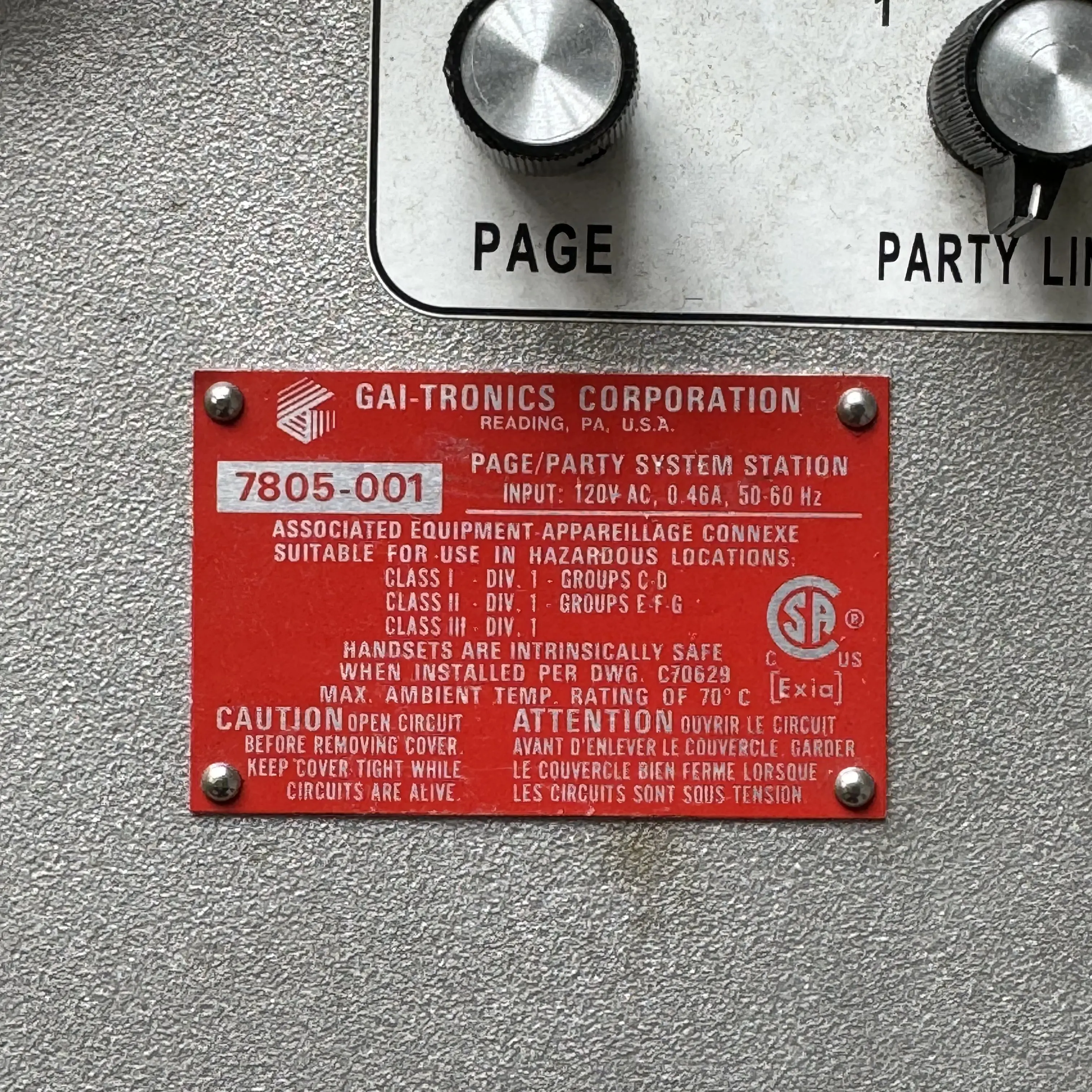 GAI-TRONICS 7805-001 Handset Speaker Amplifier Assembly