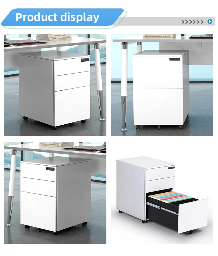 Steel Metal Mobile Filing Cabinet with Lock - Modern Office Storage ...