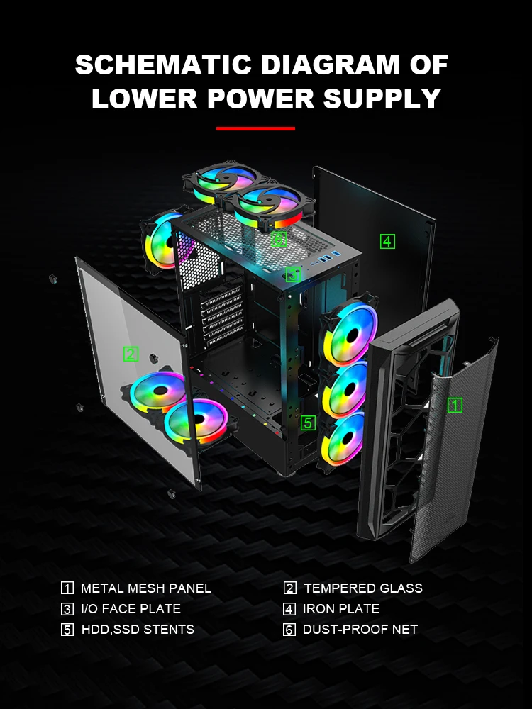 Tfdp Oem Metal Grid Computer Rgb Cases Tempered Glass Side Window ...