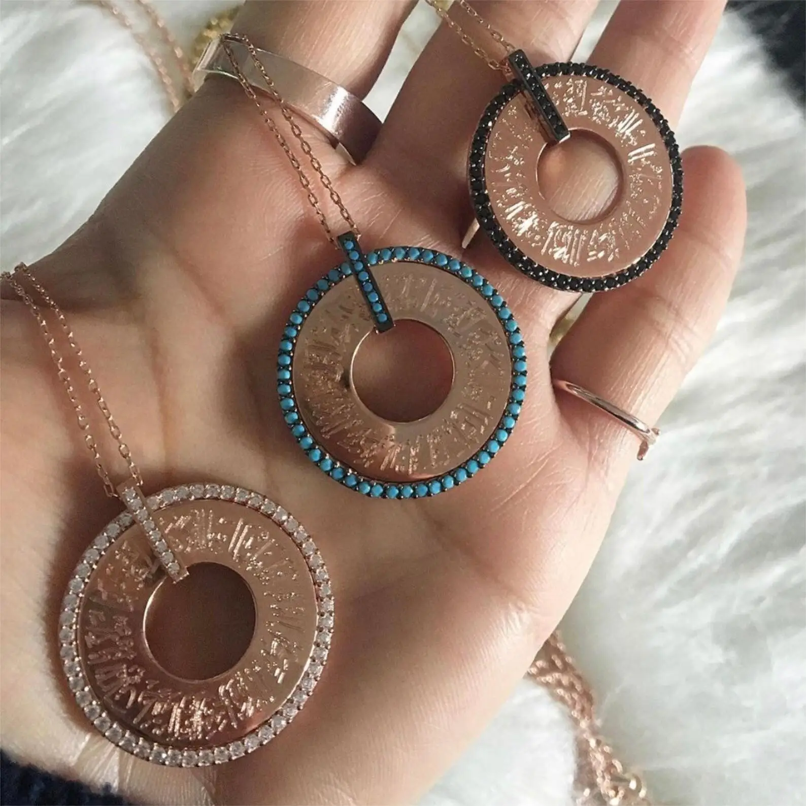 Hollow Ayatul Kursi Muslim Eid Arabic Islamic Medallion Cubic Zirconia ...