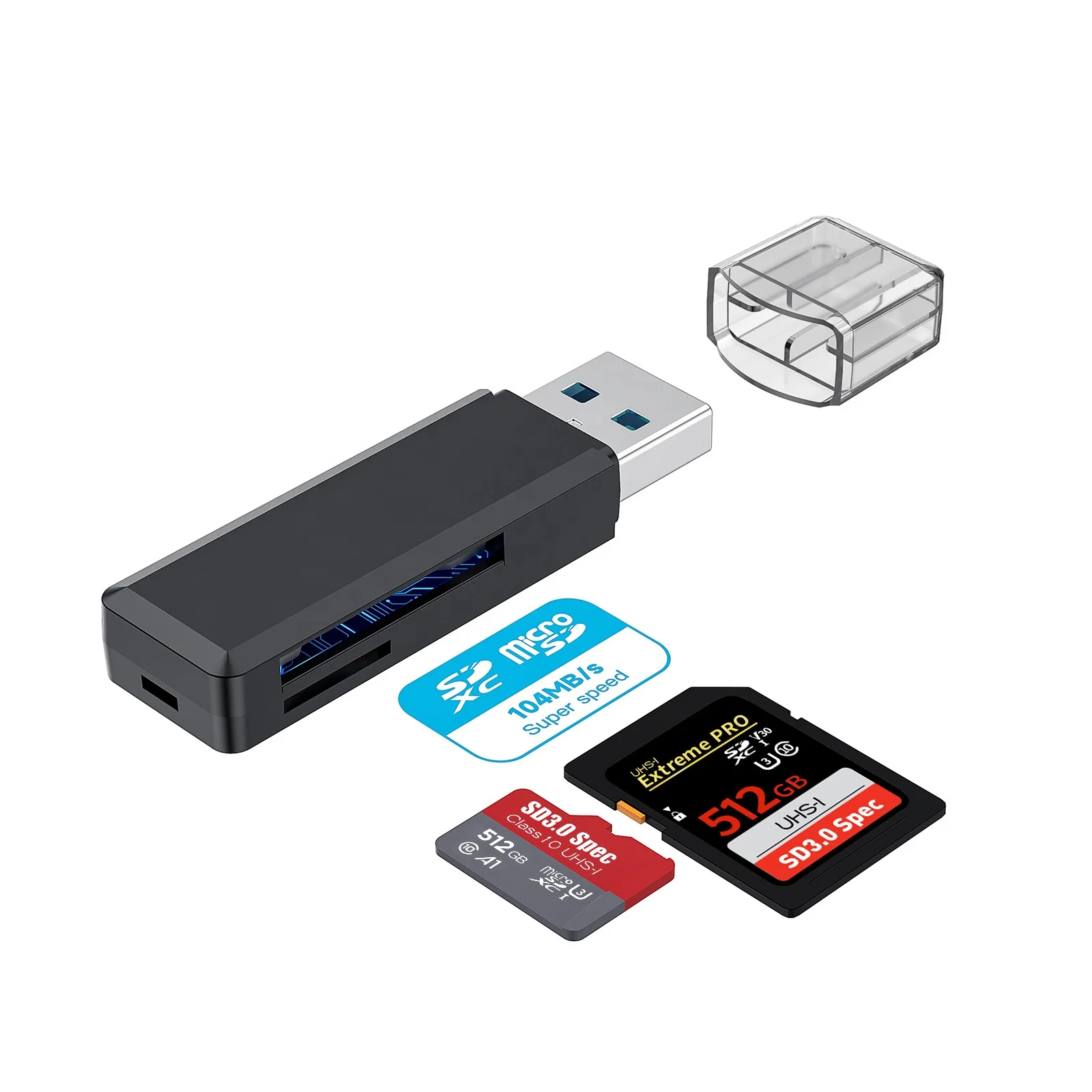 USB 3.0 SD Card Reader, 2-in-1 SD Card Reader for SDXC, SDHC, MMC, RS ...