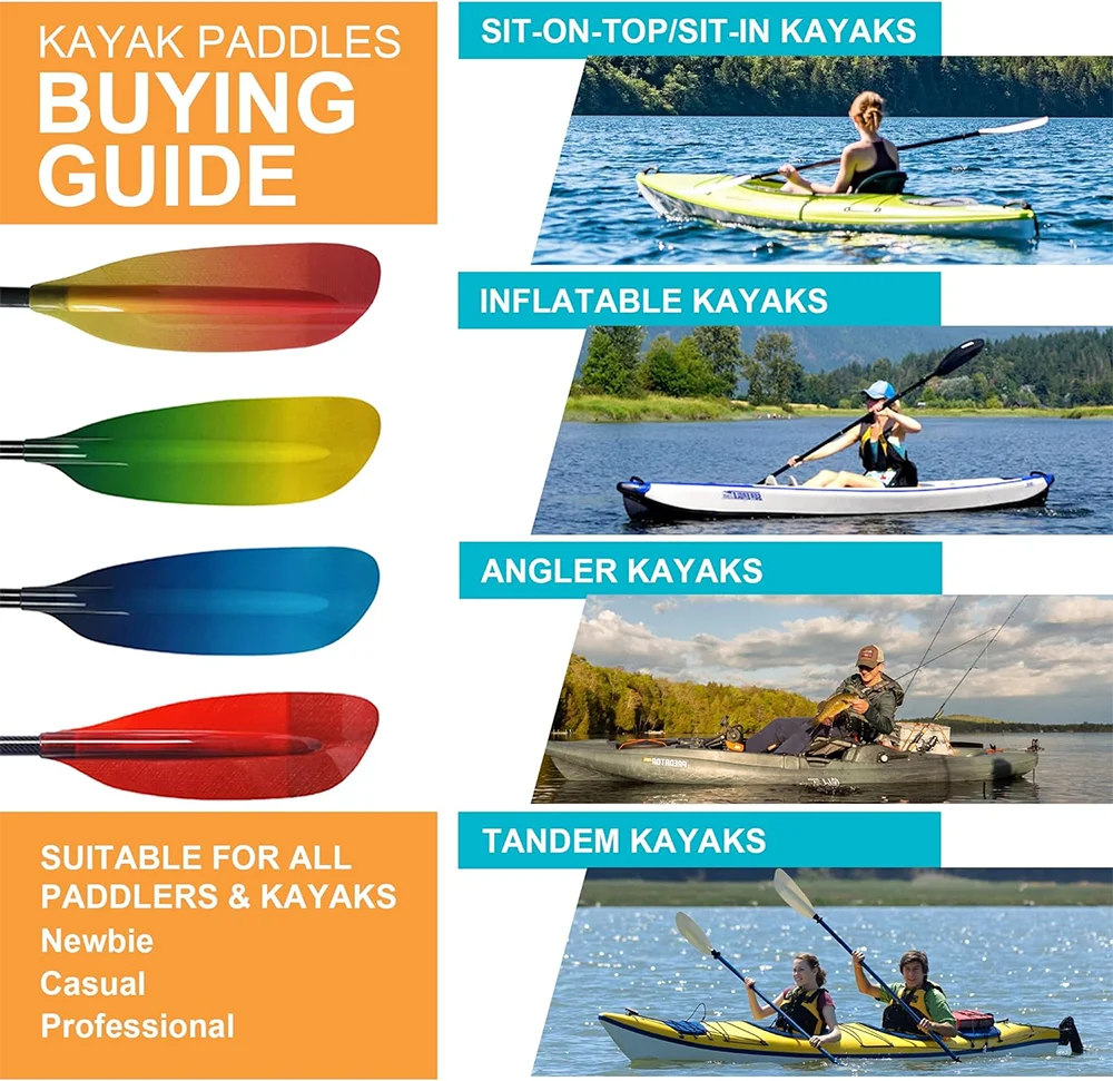 Transparent Carbon Kayak Paddles Adjustable Floating Kayaking Oars For ...