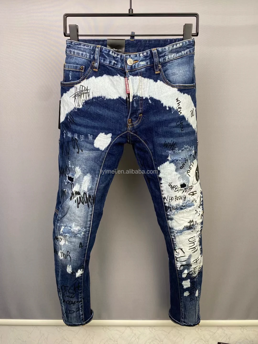 Men's Jeans Patch Embroidered Jeans Men Denim Pants 29 30 31 32 33 34 ...