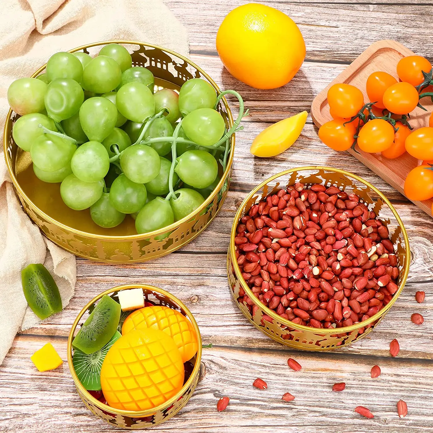 Nicro Luxury Muslim Golden Iron Crafts Eid Mubarak Metal Trays Ramadan Food Plate Storage ...