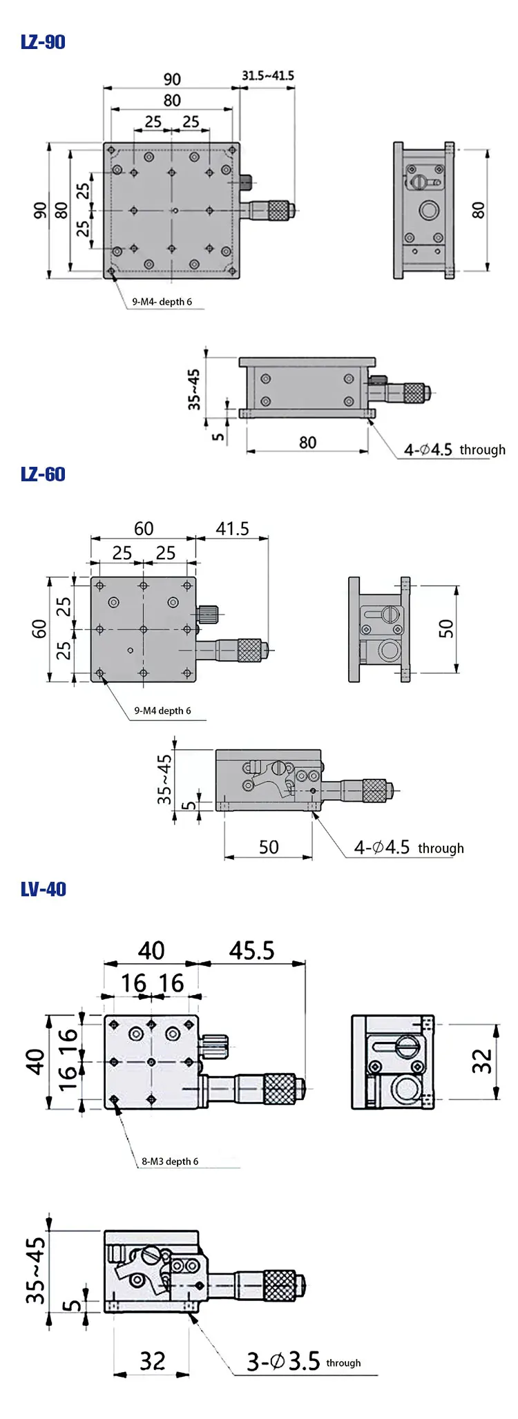 Z Axis Linear Slide Table Manual Precision Linear Stage Z Axis Linear ...