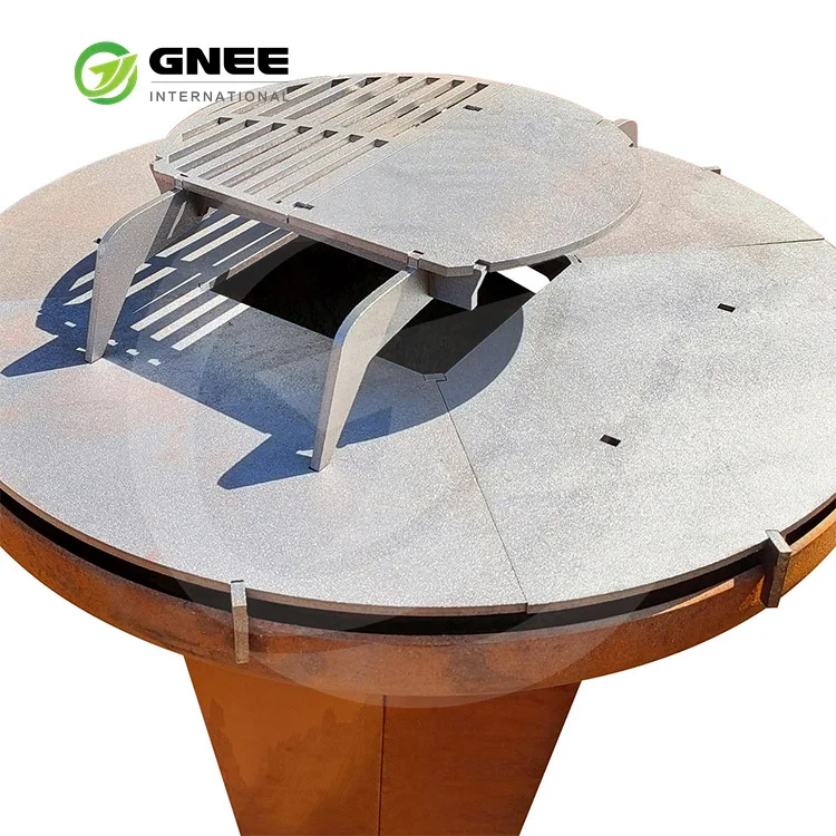 Outdoor Corten Metal Round Grill Table Bbq Fire Pit Table - Buy ...