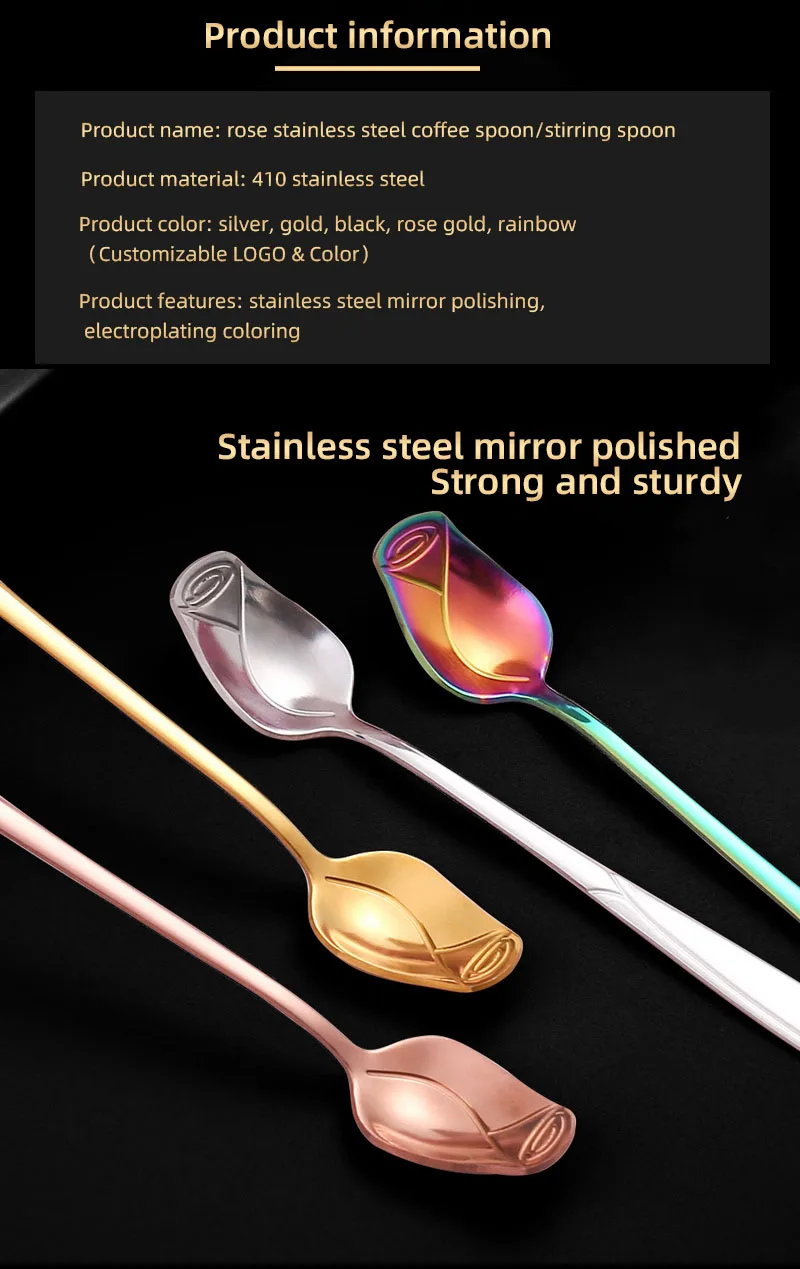 Rose Flower Shape Coffee Spoon Stainless Steel Stirring Spoon Ice Cream ...