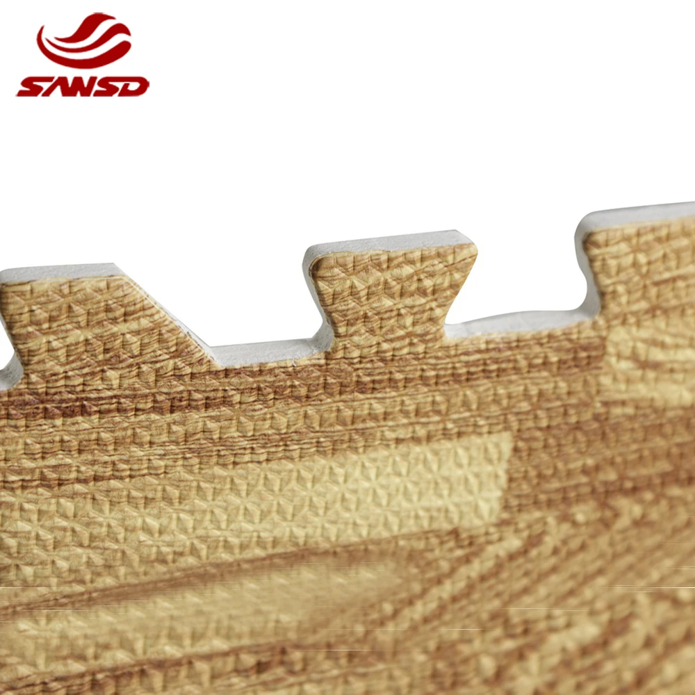 Printed Wood Grain Foam Play Mat - Interlocking EVA Tiles