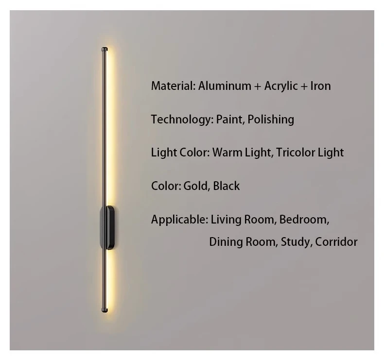 Modern Minimalist Indoor Long LED Wall Light - Smart Sconce