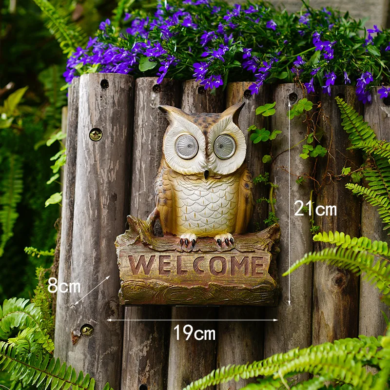 Owl Statues Tree Sculptures Outdoor Garden Statues Solar Light Owl Tree ...