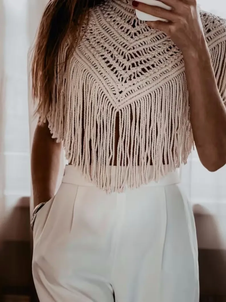 2023 New Fashion Handmade Macrame Clothes Maternity Top Macrame Swim ...