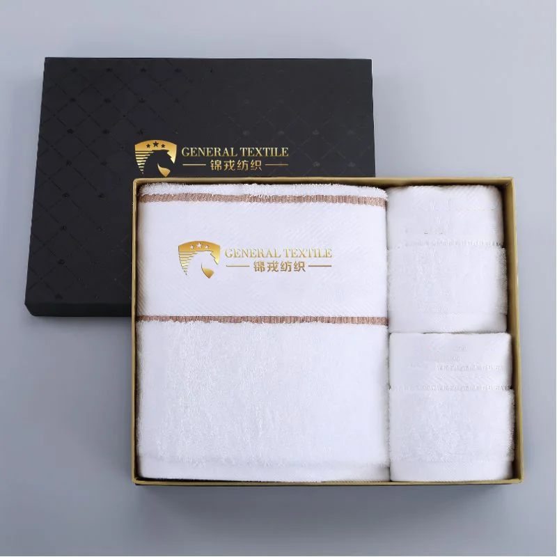 5 Star Hotel Towels White Custom Logo Bathroom Linen 100% Cotton Face ...