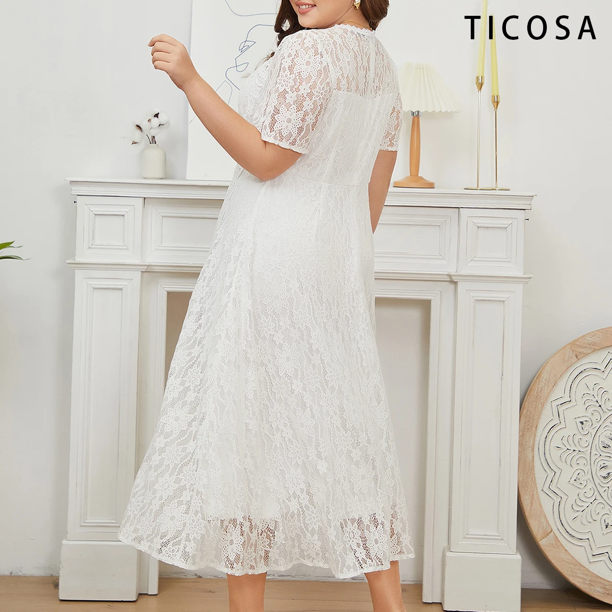 Ticosa Lady Elegant Wedding Ball Gown Lace Fabric For One Piece Other ...