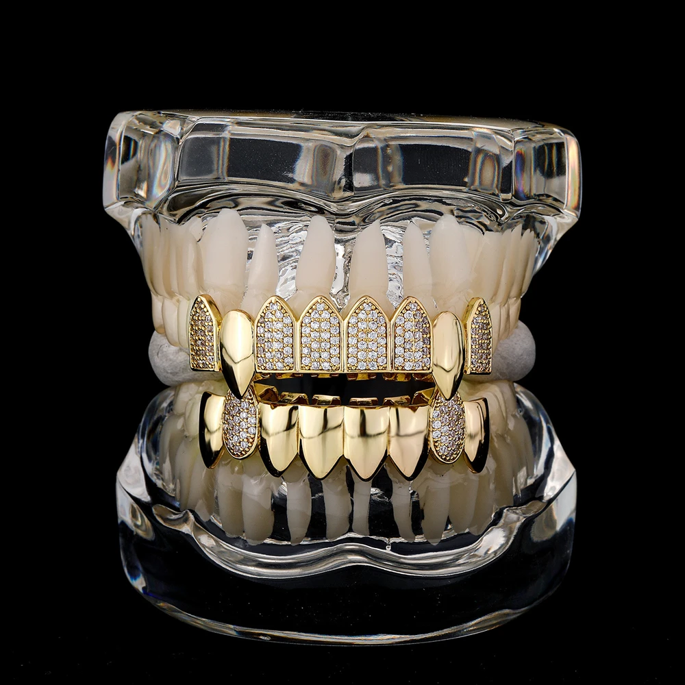 Fake Grills Vampire Teeth Grills – Silver & Gold 18k Plated Hip Hop ...