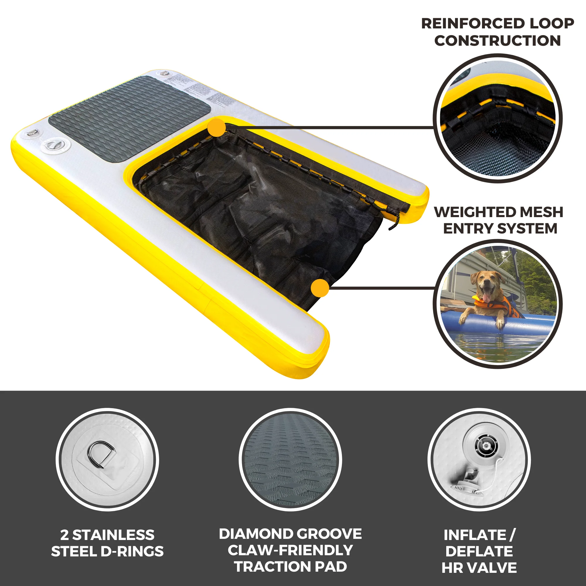 Inflatable Pup Plank Dog Ramp Dock Customized Size Mesh Bottom Floating ...